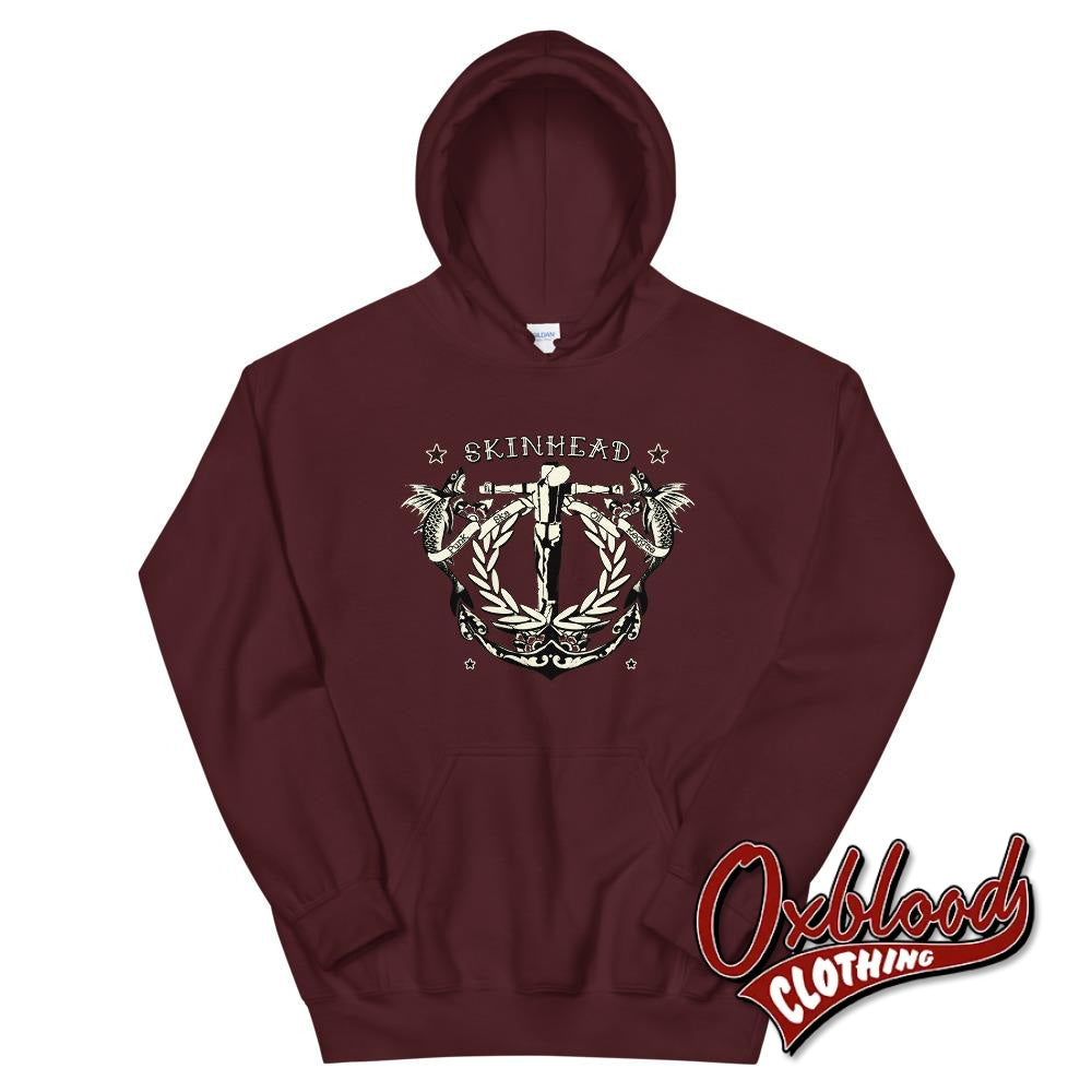 Tattoo Crucified Skinhead Hoodie - Punk, Ska, Oi!, Reggae – Oxblood ...